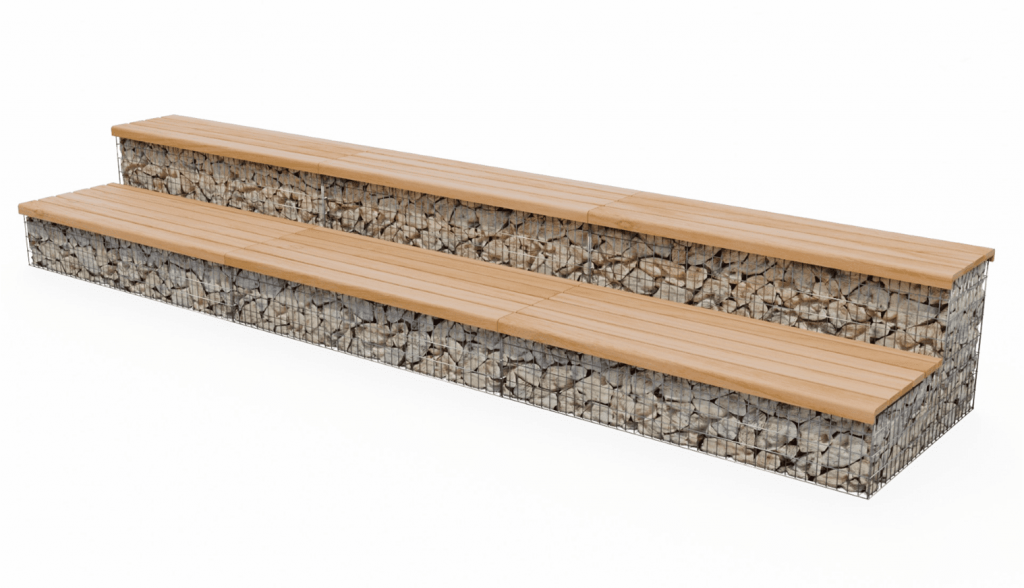 Gradins modulables en gabions pour espaces sportifs et loisirs